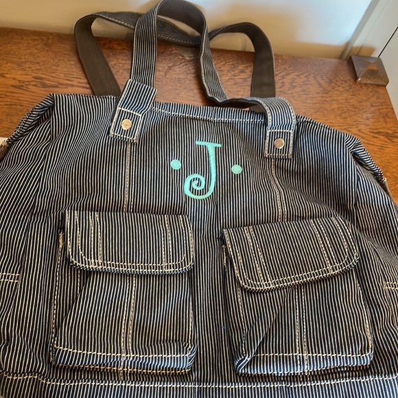 thirty-one | Bags | Denim Blue And White Striped Bag | Poshmark